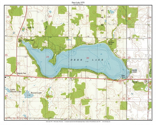 Deer Lake 1978 - Custom USGS Old Topo Map - Wisconsin 5 - OLD MAPS