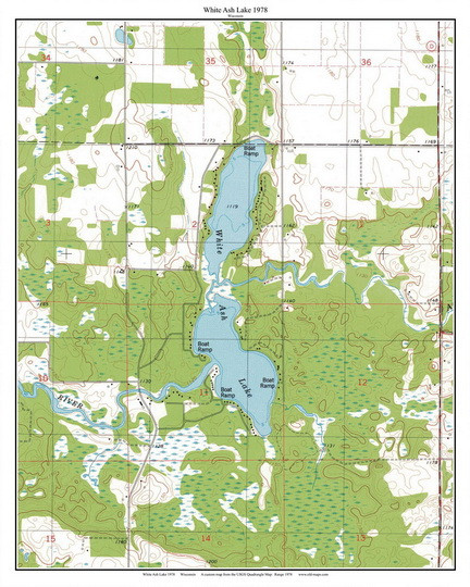 White Ash Lake 1978 - Custom USGS Old Topo Map - Wisconsin 5 - OLD MAPS
