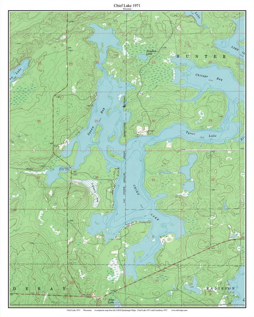 Chief Lake 1971 - Custom USGS Old Topo Map - Wisconsin 6 - OLD MAPS