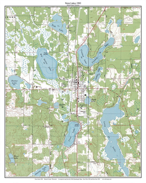Siren Lakes 1982 - Custom USGS Old Topo Map - Wisconsin 6 - OLD MAPS