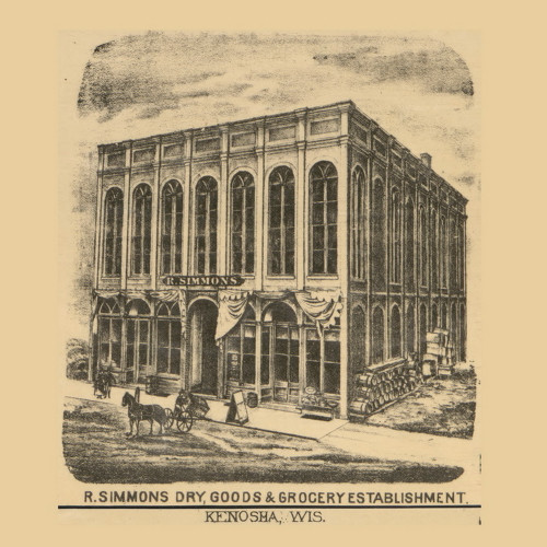 Dry Goods and Groceries, Wisconsin 1873 Old Town Map Custom Print ...