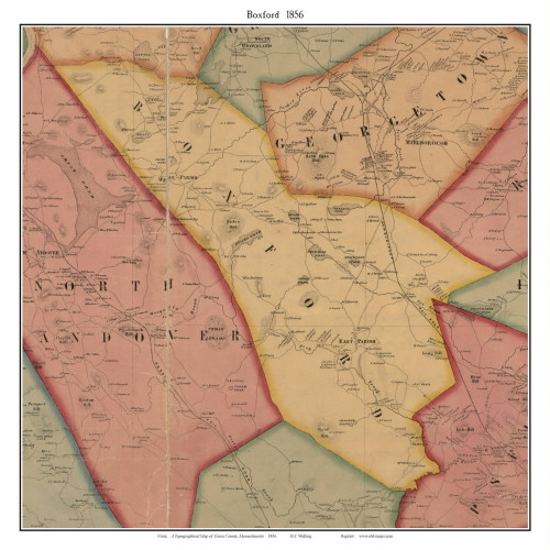 Boxford Massachusetts 1856 Old Town Map Custom Print - Essex Co. - OLD MAPS