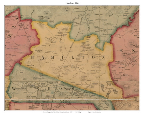 Hamilton Massachusetts 1856 Old Town Map Custom Print - Essex Co. - OLD ...