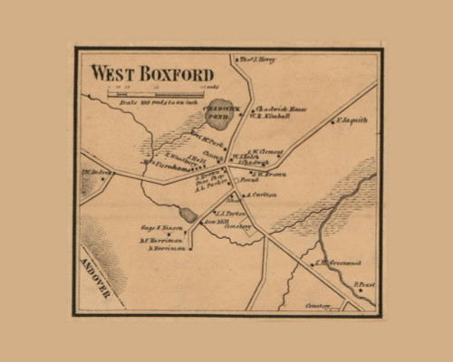 West Boxford Village Massachusetts 1856 Old Town Map Custom Print ...