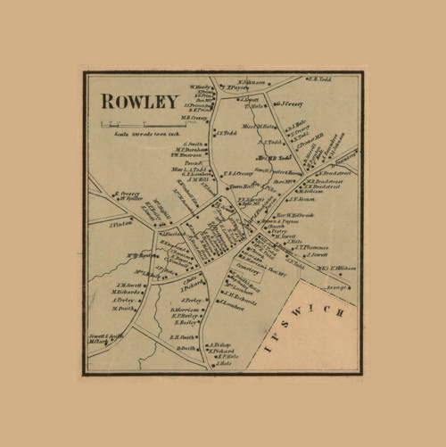 Rowley Village Massachusetts 1856 Old Town Map Custom Print - Essex Co ...