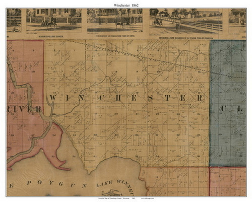 Winchester, Wisconsin 1862 Old Town Map Custom Print - Winnebago Co ...