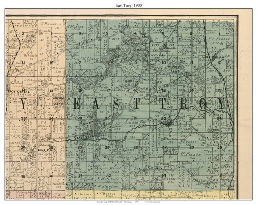 East Troy, Wisconsin 1900 Old Town Map Custom Print - Walworth Co ...