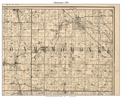 Menomonee, Wisconsin 1900 Old Town Map Custom Print - Waukesha Co ...