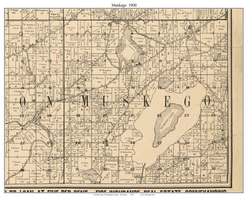 Muskego, Wisconsin 1900 Old Town Map Custom Print - Waukesha Co. - OLD MAPS