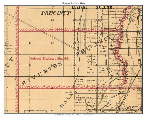 Riverton Precinct, Utah 1890 Old Town Map Custom Print - Salt Lake Co ...