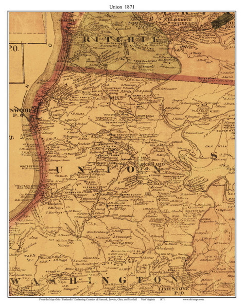 Union, West Virginia 1871 Old Town Map Custom Print - Northern ...