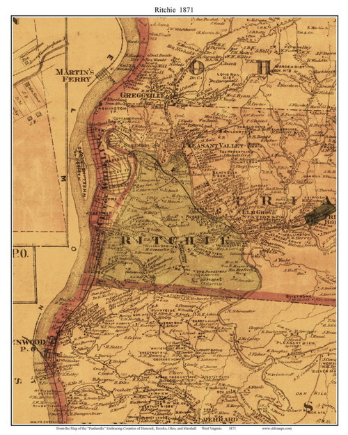 Ritchie, West Virginia 1871 Old Town Map Custom Print - Northern ...