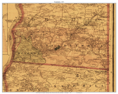 Triadelphia, West Virginia 1871 Old Town Map Custom Print - Northern ...