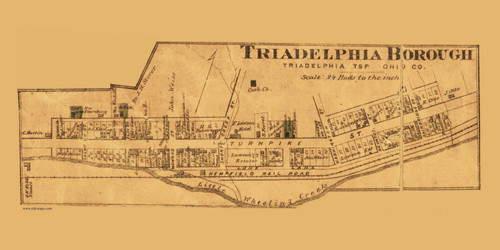 Triadelphia Borough, West Virginia 1871 Old Town Map Custom Print ...