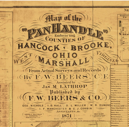 Title of Source Map - Panhandle, West Virginia 1871 Old Town Map Custom ...