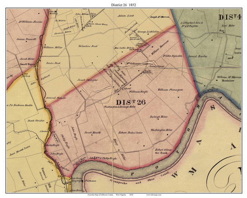 District 26 - Jefferson Co. West Virginia 1852 - Old Town Map Custom ...