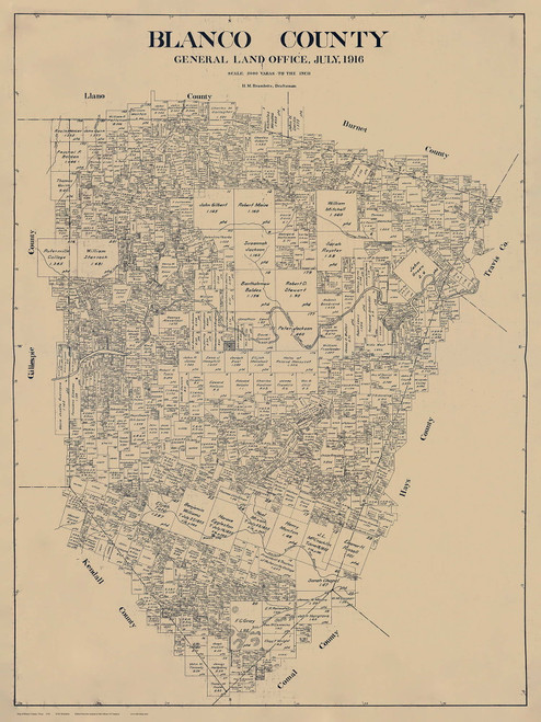 Blanco County Texas 1916 - Old Map Reprint - OLD MAPS