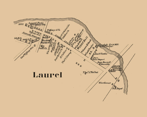 Laurel Village, Vansville, Maryland 1861 Old Town Map Custom Print ...