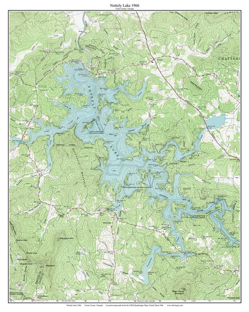 Nottely Lake 1966 Custom Usgs Old Topo Map Georgia Lakes Old Maps