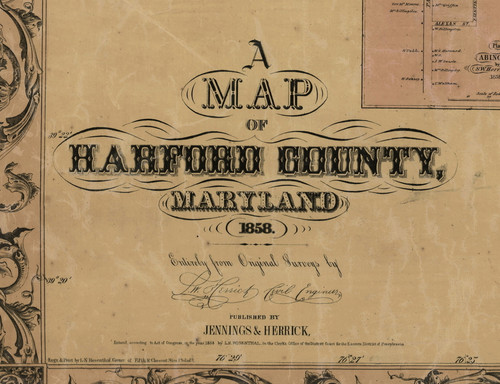 Title of Source Map - Harford County, Maryland 1858 Old Town Map Custom ...