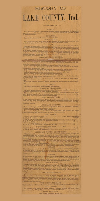 History of Lake County, Indiana 1874 Old Town Map Custom Print - Lake ...