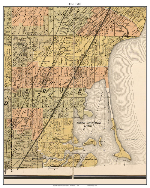 Erie, Michigan 1901 Old Town Map Custom Print - Monroe Co. - OLD MAPS