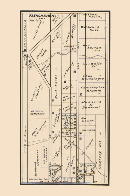 Frenchtown Village, Michigan 1901 Old Town Map Custom Print - Monroe Co ...