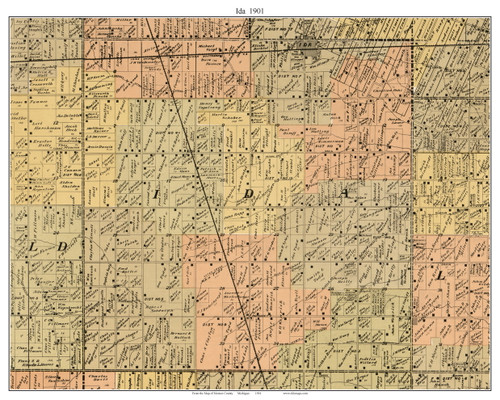 Ida, Michigan 1901 Old Town Map Custom Print - Monroe Co. - OLD MAPS