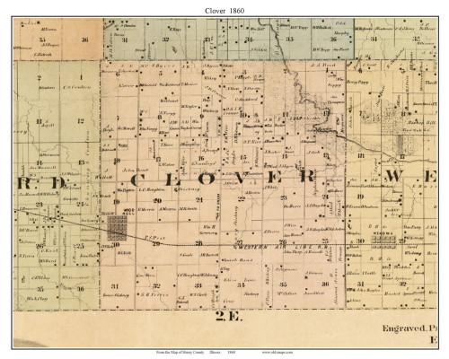 Clover Illinois 1901 - Old Town Map Custom Print - Henry Co. - OLD MAPS