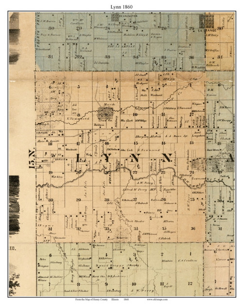 Lynn Illinois 1860 - Old Town Map Custom Print - Henry Co. - OLD MAPS