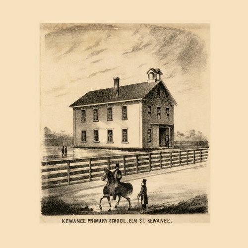 Primary School in Kewanee Illinois 1860 - Old Town Map Custom Print ...