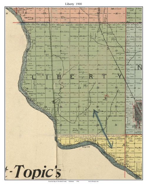 Liberty, Oklahoma 1900 Old Town Map Custom Print - Cleveland Co. - OLD MAPS