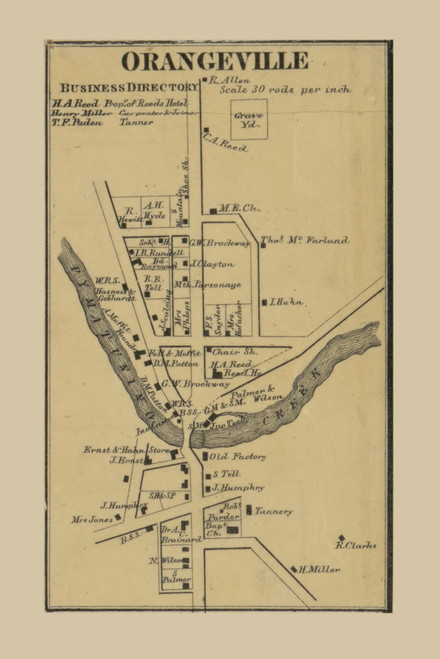 Orangeville Village, Pymatuning Township, Pennsylvania 1860 Old Town ...