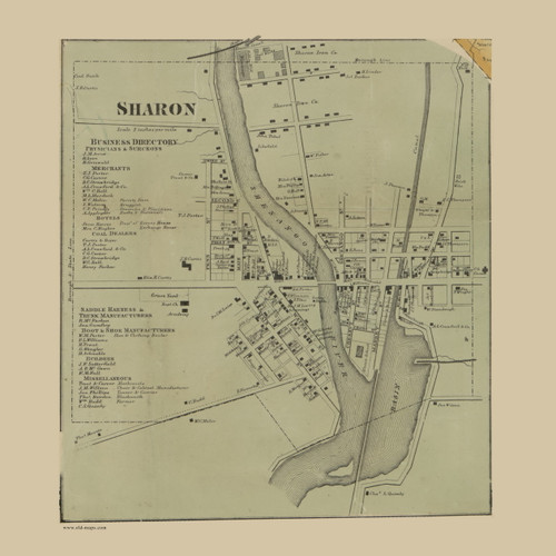 Sharon Borough, Pennsylvania 1860 Old Town Map Custom Print - Mercer Co ...