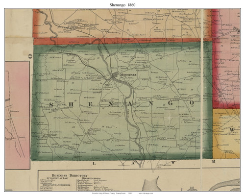 Shenango Township, Pennsylvania 1860 Old Town Map Custom Print - Mercer ...