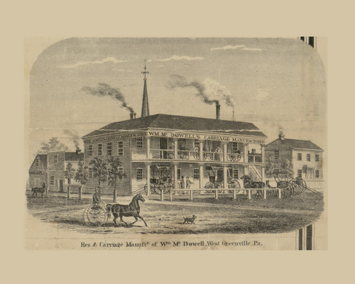 McDowell's Carriage Manufacturing, Pennsylvania 1860 Old Town Map ...