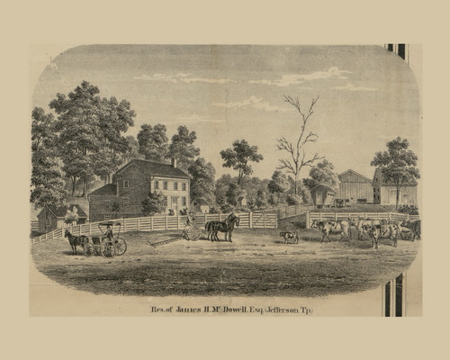 McDowell's Residence, Pennsylvania 1860 Old Town Map Custom Print ...