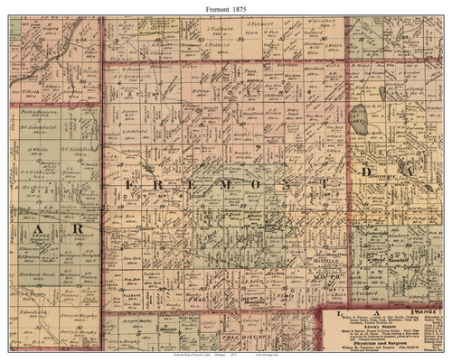 Fremont, Michigan 1875 Old Town Map Custom Print - Tuscola Co - OLD MAPS