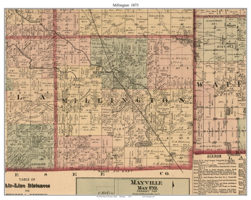 Millington, Michigan 1875 Old Town Map Custom Print - Tuscola Co - OLD MAPS