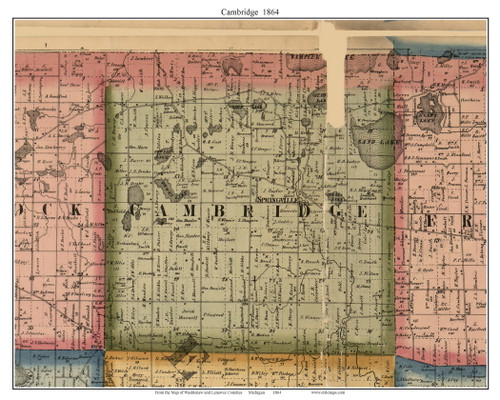 Cambridge, Michigan 1864 Old Town Map Custom Print - Lenawee Co - OLD MAPS