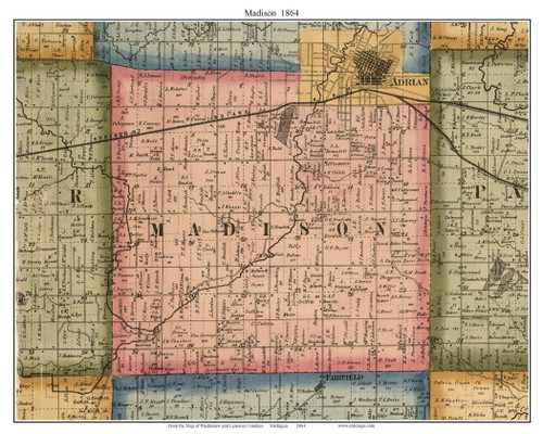 Madison, Michigan 1864 Old Town Map Custom Print - Lenawee Co - OLD MAPS