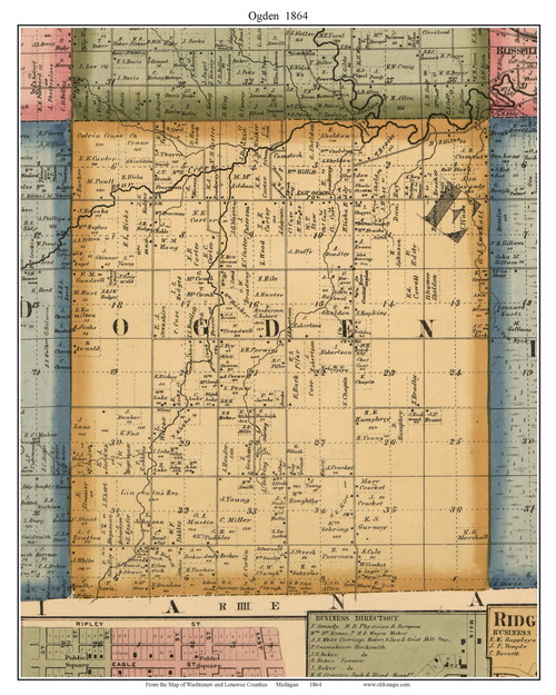 Ogden, Michigan 1864 Old Town Map Custom Print - Lenawee Co - OLD MAPS