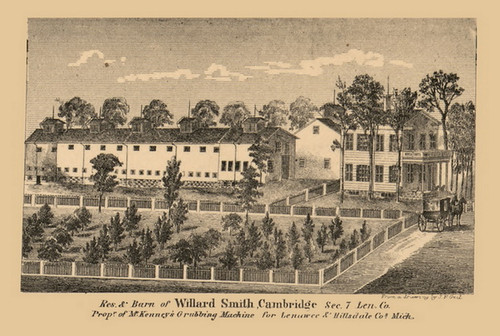 W Smith Residence, Cambridge, Michigan 1864 Old Town Map Custom Print ...