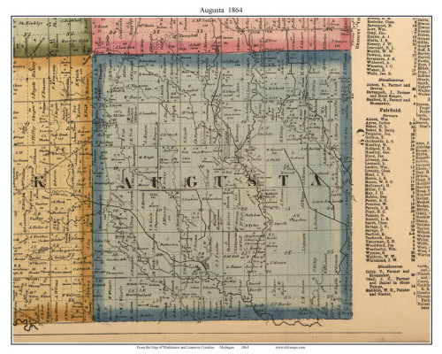 Augusta, Michigan 1864 Old Town Map Custom Print - Washtenaw Co - OLD MAPS