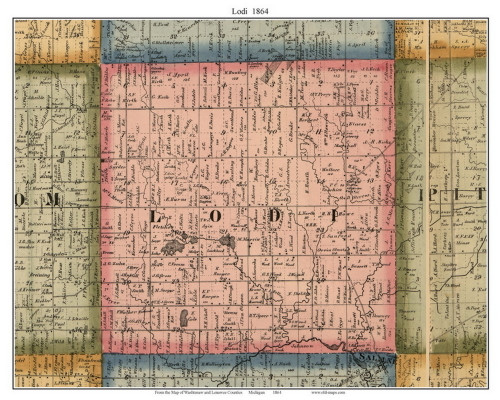 Lodi, Michigan 1864 Old Town Map Custom Print - Washtenaw Co - OLD MAPS
