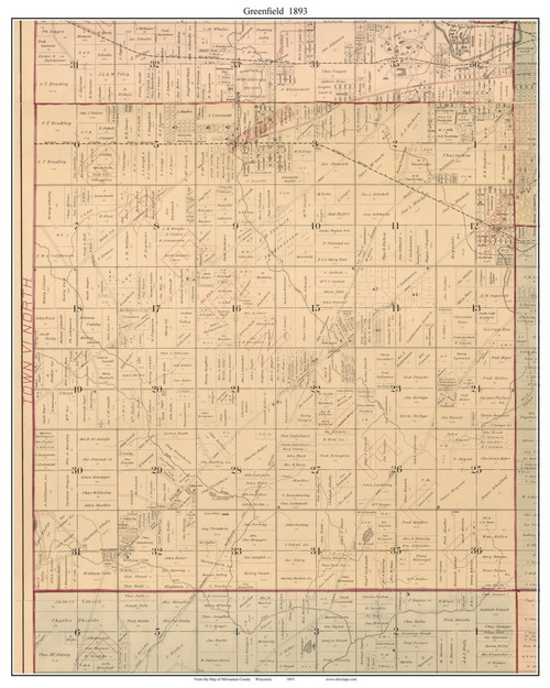 Greenfield, Wisconsin 1893 Old Town Map Custom Print - Milwaukee Co ...