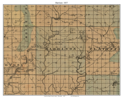 Harrison, Wisconsin 1857 Old Town Map Custom Print - Grant Co - OLD MAPS
