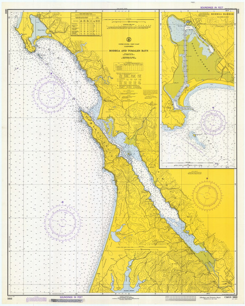 Bodega and Tomales Bays 1973 - Old Map Nautical Chart PC Harbors 5603 ...