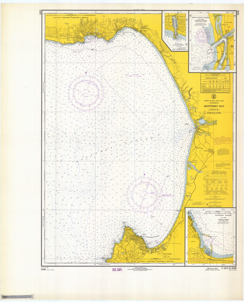 Monterey Bay 1967 - Old Map Nautical Chart PC Harbors 5403 - California ...