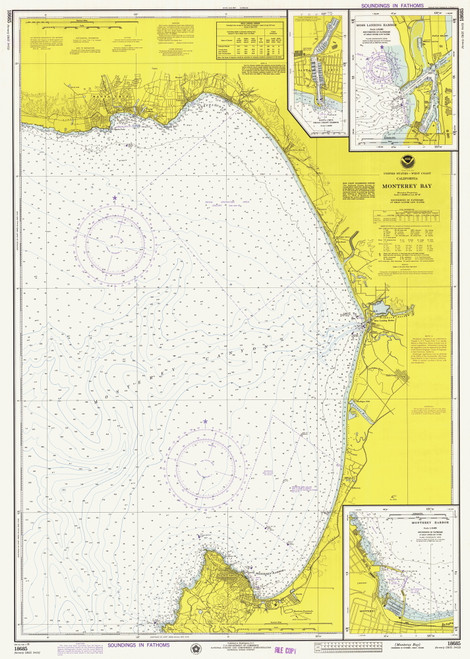 Monterey Bay 1975 - Old Map Nautical Chart PC Harbors 18685 ...